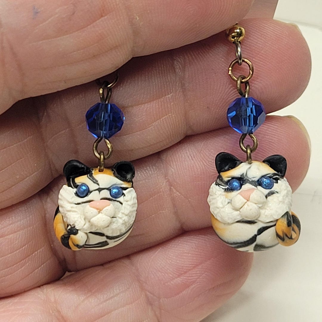This Tiger is GROMPY Earrings - Tiger Earrings - Grumpy Cat Tiger - Mad ...