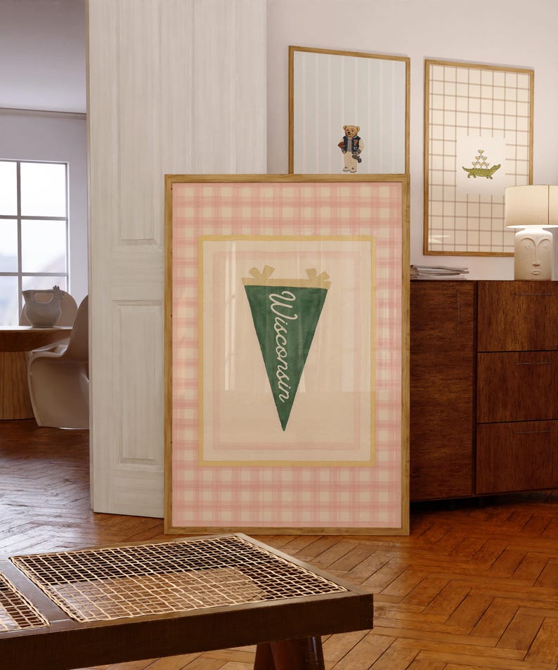 Wisconsin Vintage Pennant Flag Poster: College Dorm Decor (digital File ...