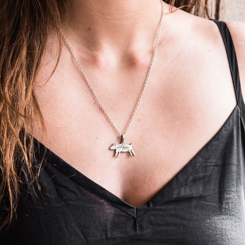 Dog Necklace Sterling Silver Necklace Animal Necklace Folk - Etsy