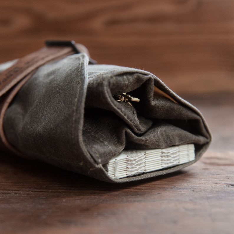 Roll up Mini Pencil Case Pen Roll Waxed Canvas and Leather | Etsy