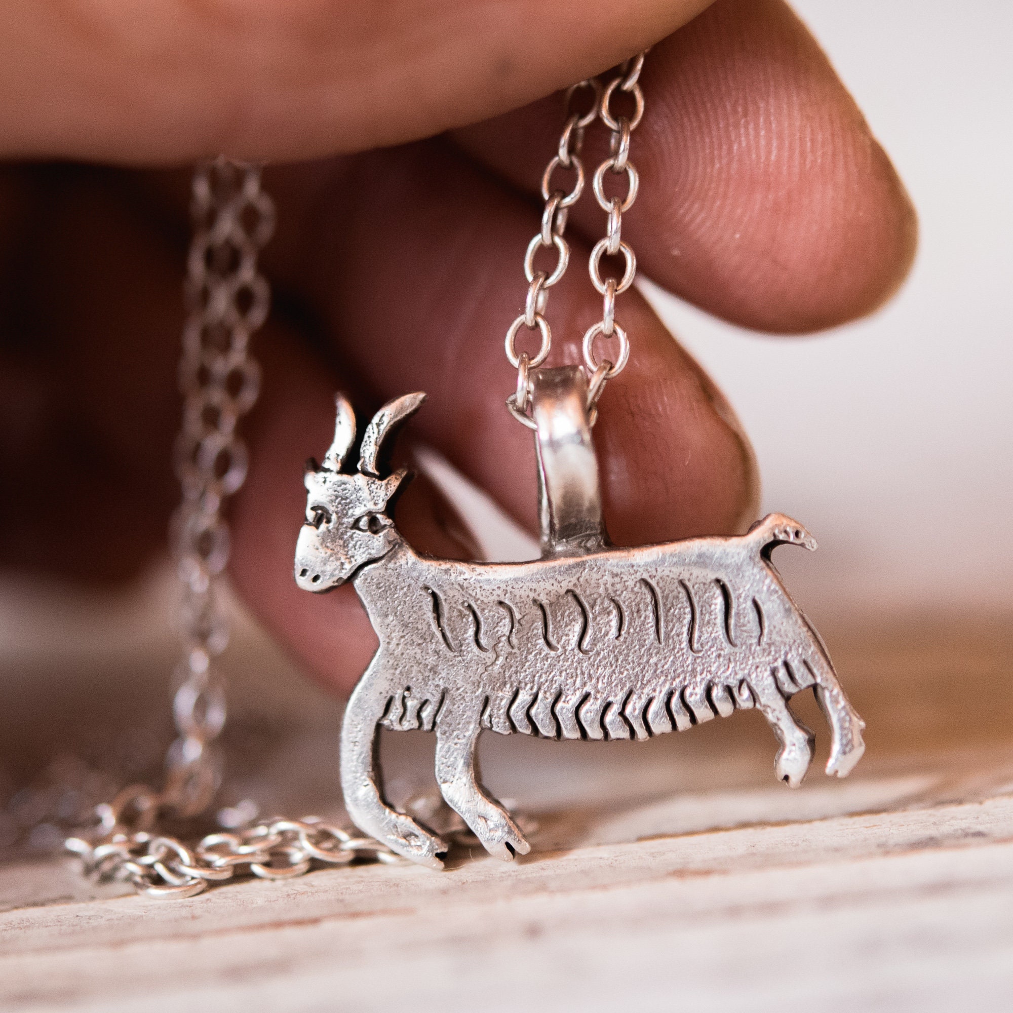 Goat Necklace Sterling Silver Necklace Animal Necklace by | Etsy