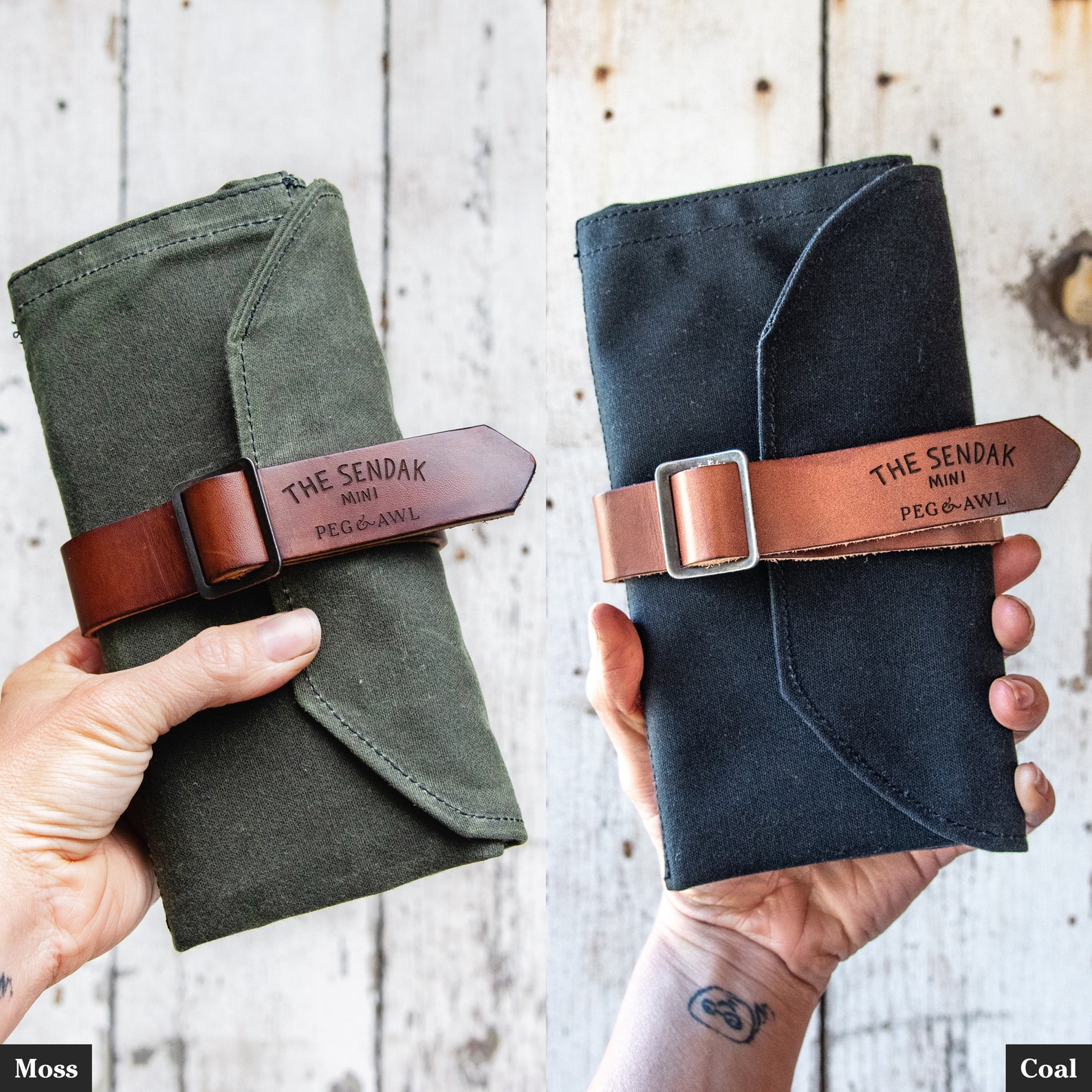 Roll up Mini Pencil Case Pen Roll Waxed Canvas and Leather - Etsy