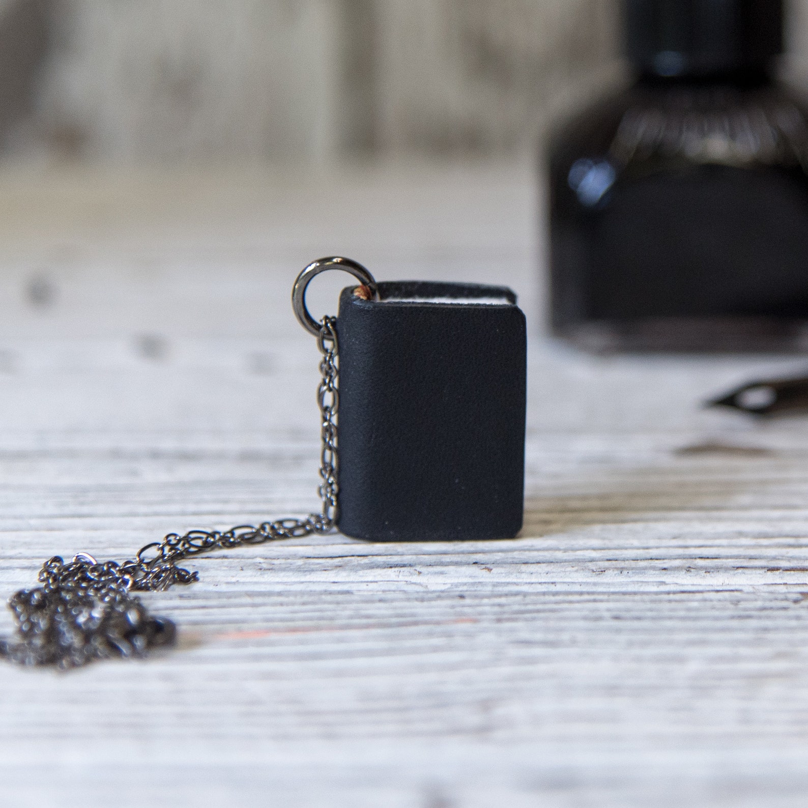 Mini Book Necklace Black Book Small Leather Book Charm by - Etsy