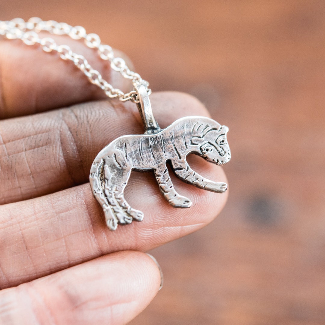 Sterling Silver Tiger Necklace, Year of the Tiger Charm, Animal ...