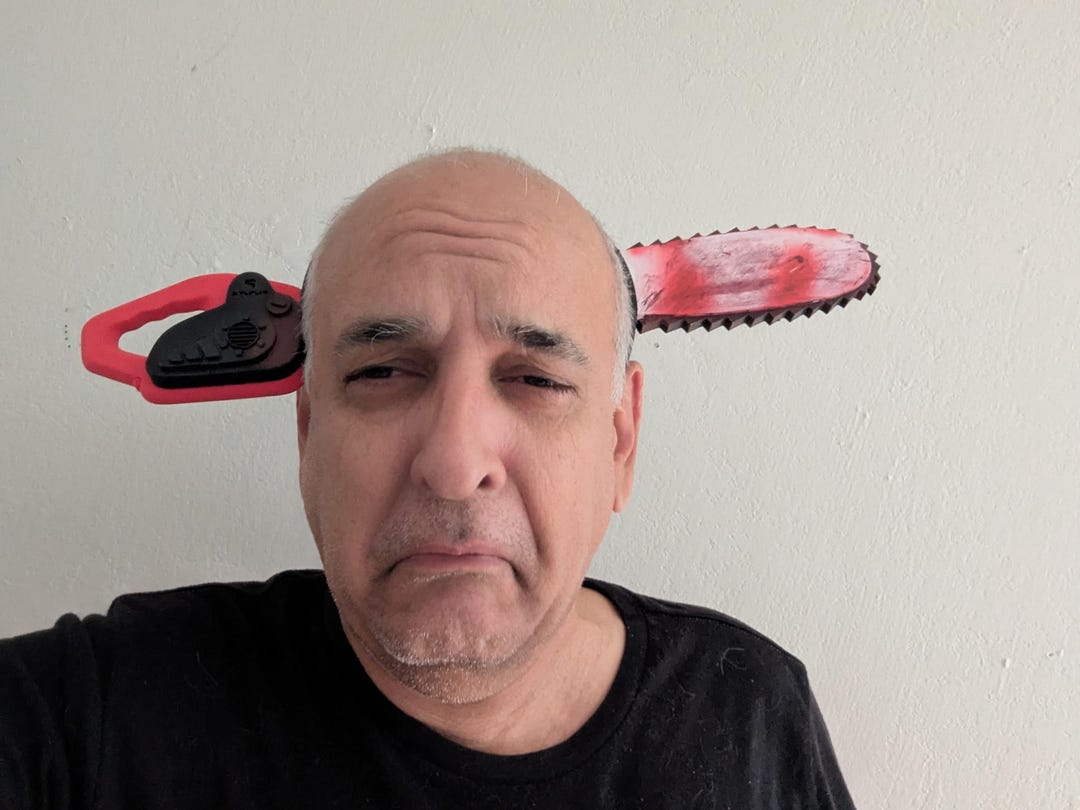 Brainwreck Chainsaw – Headband Prop | Bloody Chainsaw Head Halloween ...