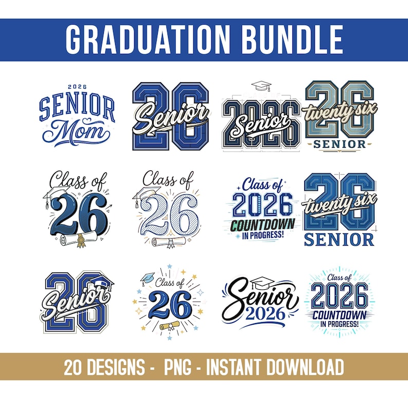 Graduation SVG PNG Bundle 2026, Class of 2026 SVG, Senior 2026 Shirt ...