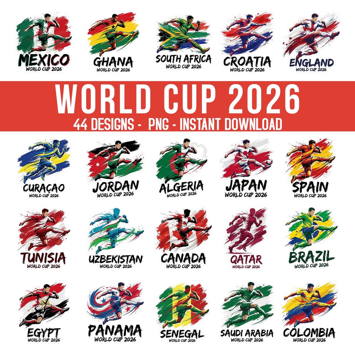 World Cup 2026 Countries PNG Bundle, International Soccer Country ...