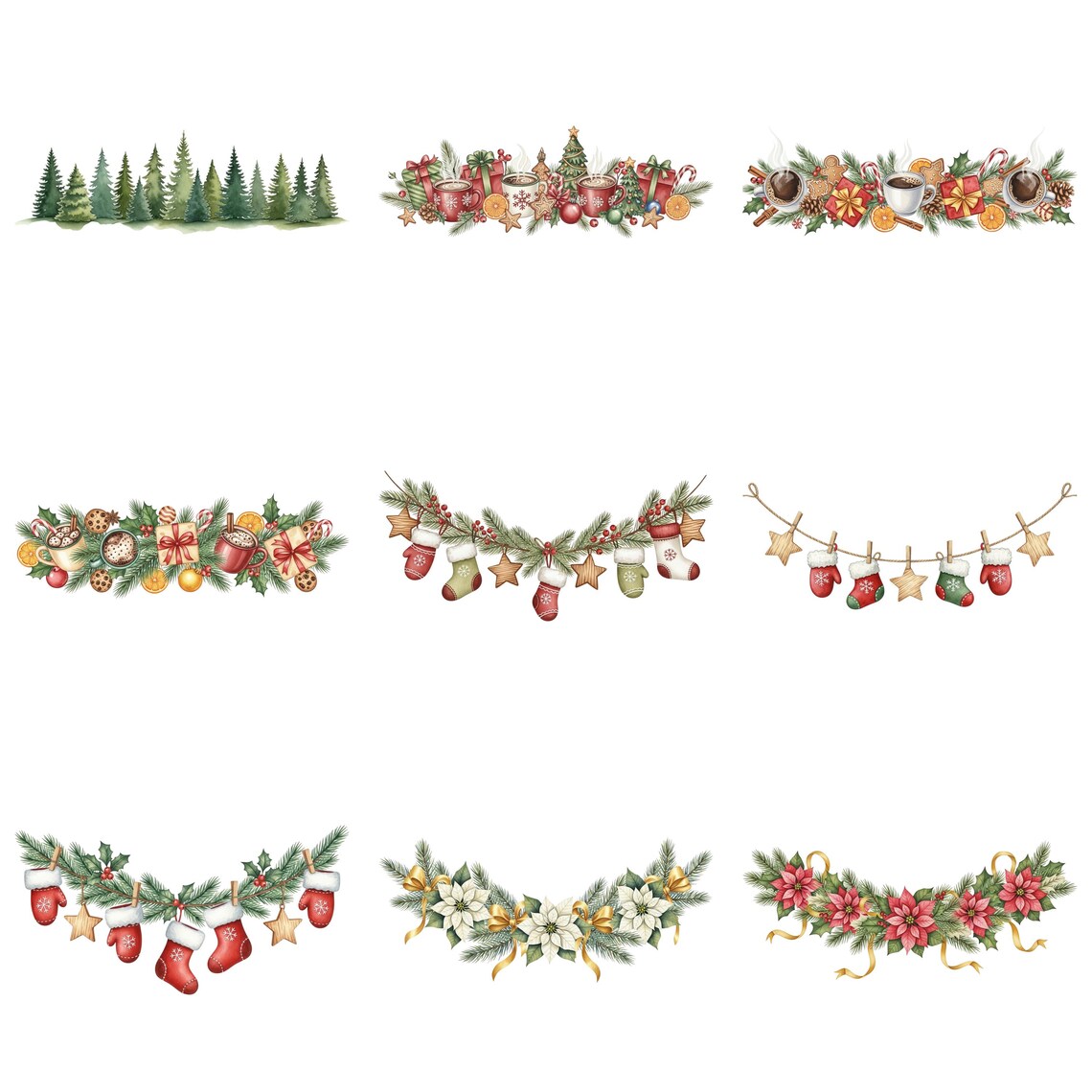 Christmas Garland Borders Clipart PNG, Christmas Border Png, Winter ...
