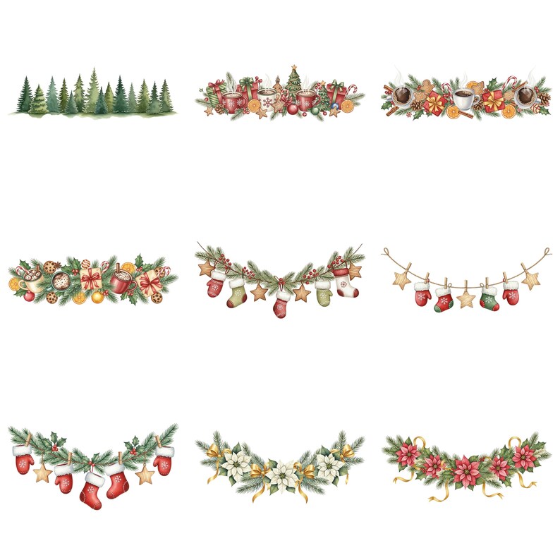 Christmas Garland Borders Clipart PNG, Christmas Border Png, Winter ...