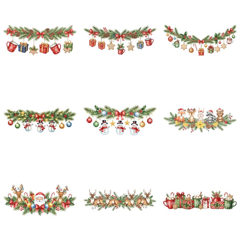 Christmas Garland Borders Clipart PNG, Christmas Border Png, Winter ...