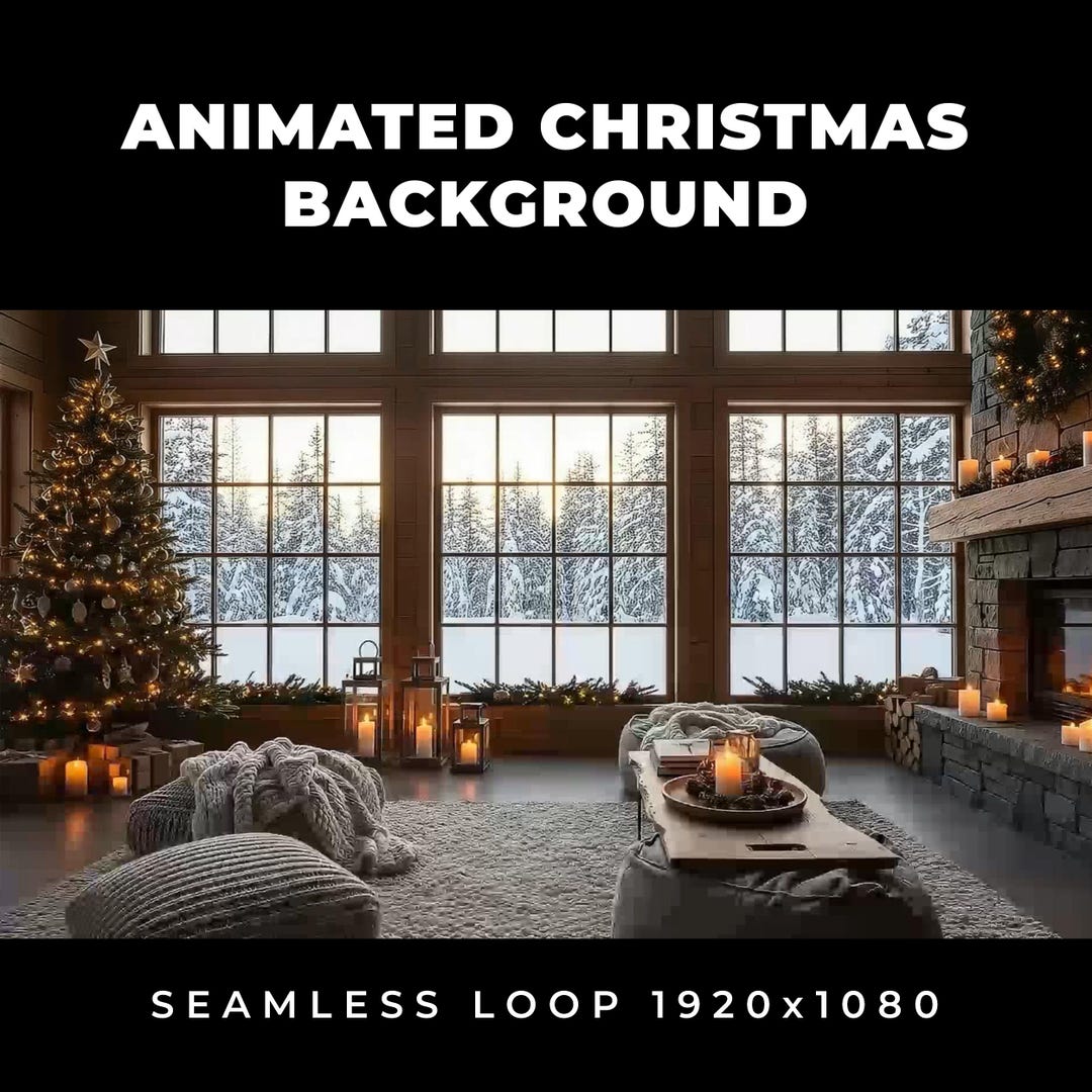 Animated Cozy Christmas Cabin Background, Holiday Zoom Background Loop ...