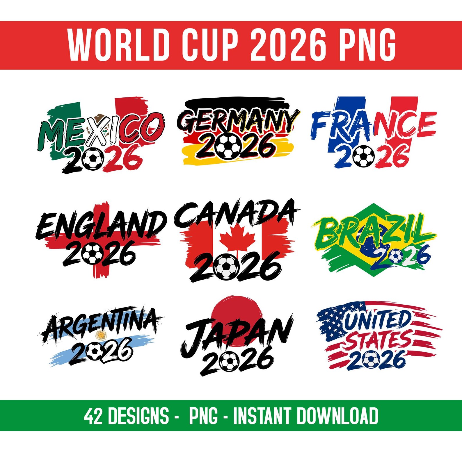 World Cup 2026 Countries PNG Bundle, International Soccer Country ...