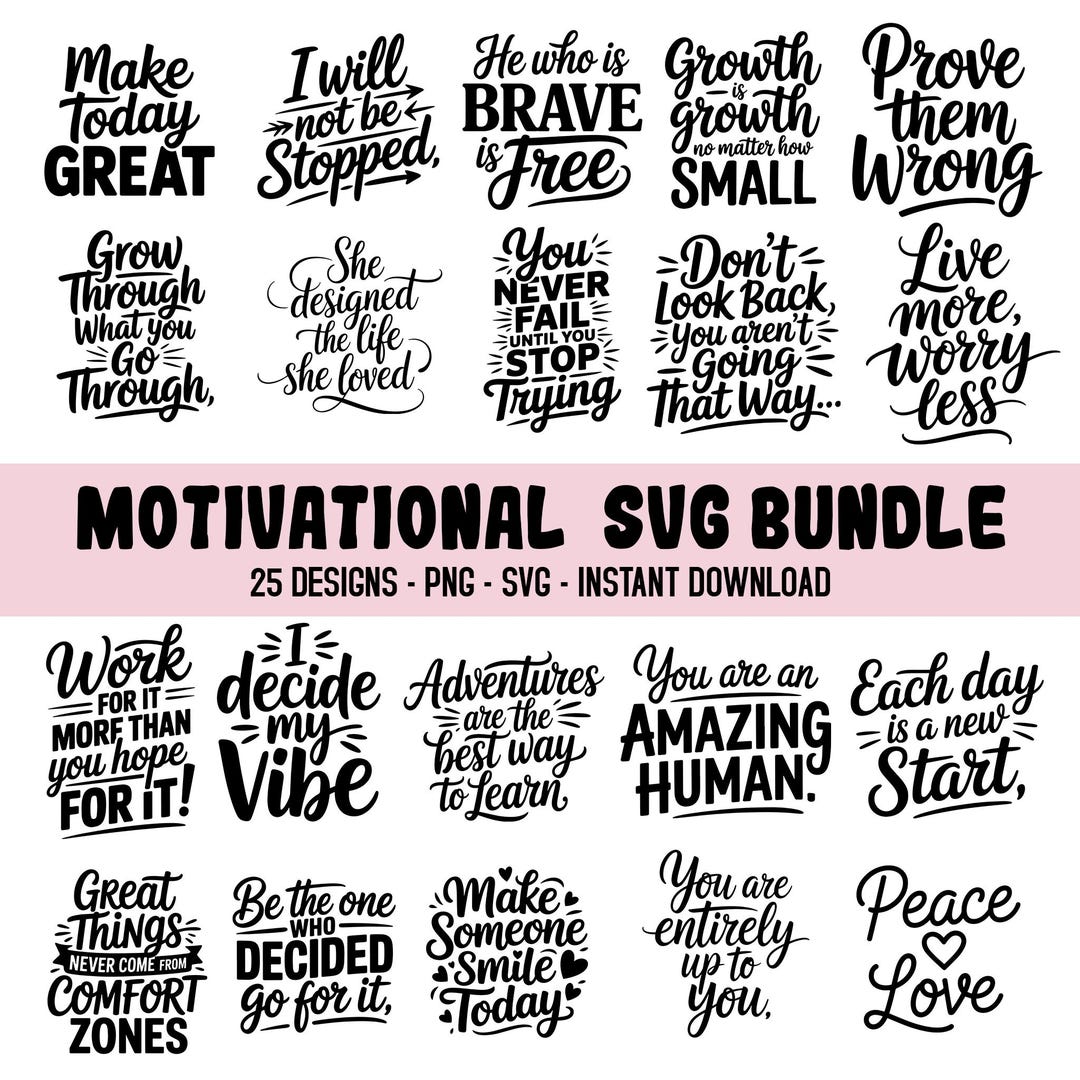 Motivational Quote SVG Set, Positive Affirmation Cut File ...