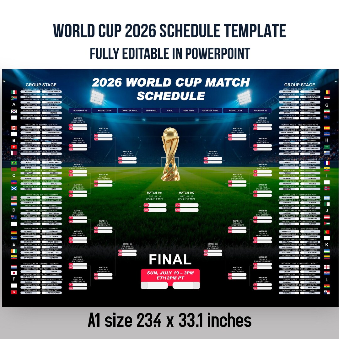 World Cup 2026 Schedule Wall Chart Printable And Fully Editable World Cup 2026 Schedule Wall Chart Printable And Fully Editable