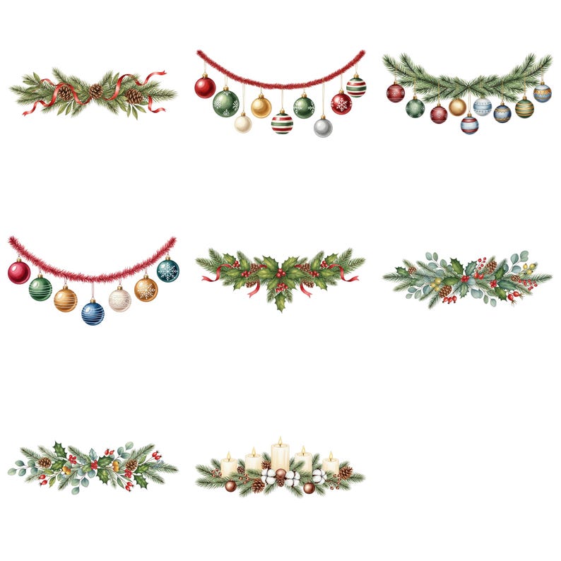 Christmas Garland Borders Clipart PNG, Christmas Border Png, Winter ...