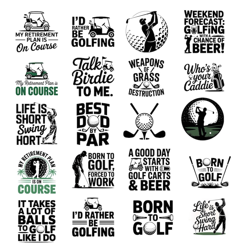 Golf SVG Bundle, Funny Golf Quotes SVG, Golfer Shirt Designs, Golf Cart ...