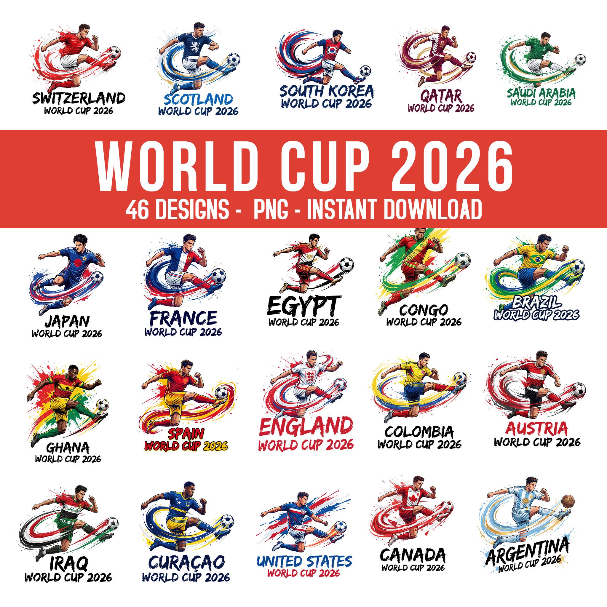 World Cup 2026 Countries PNG Bundle, International Soccer Country ...
