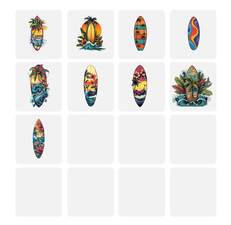 Surfboard Clipart Bundle, Tropical Surfboard Illustrations, Beach, Wave ...