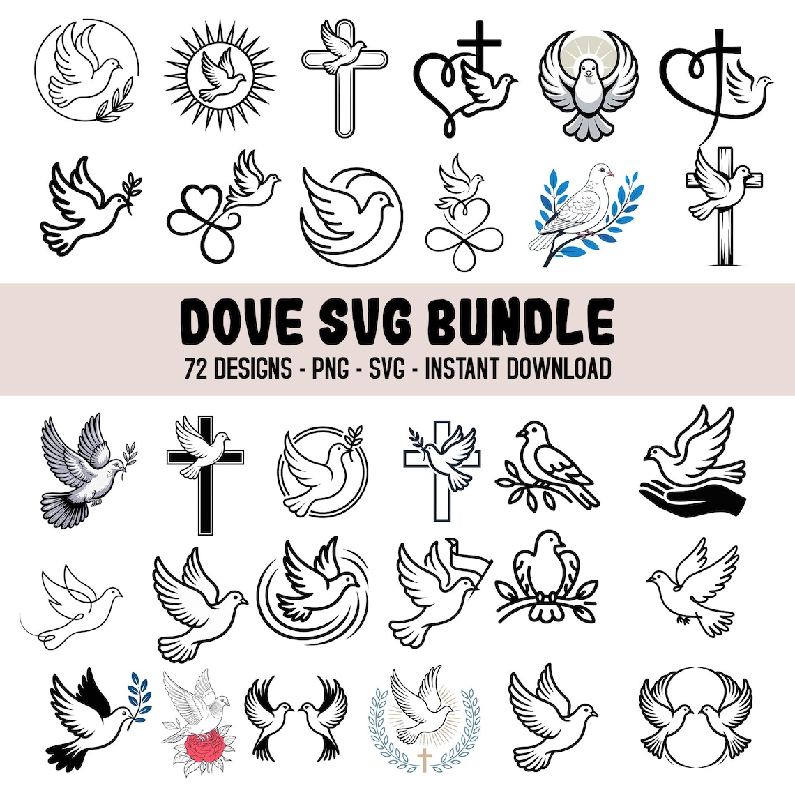 Dove Svg Bundle Designs, Pigeon Svg Bundle, Dove Clipart Designs, Dove ...
