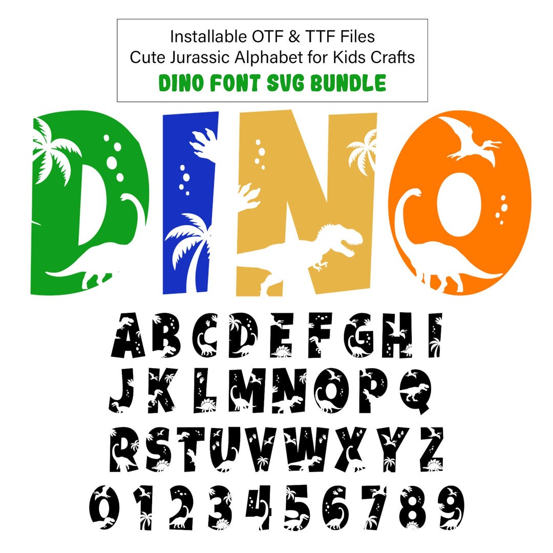 Dinosaur Alphabet SVG Bundle, Dinosaur TTF Font, Dinosaur Font Svg ...