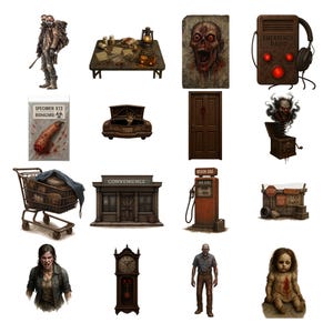 Zombie Apocalypse PNG Clipart Bundle - Horror Survival Grunge People ...