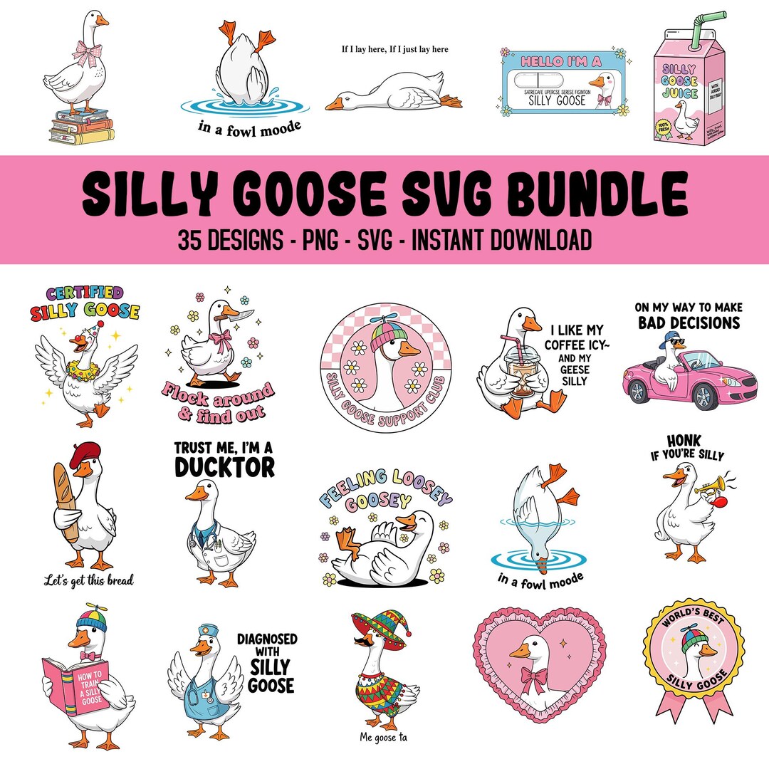 Silly Goose Png Bundle, Goose Sublimation Design, Funny Goose Png, Duck ...