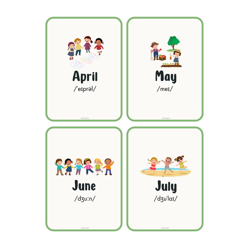 Days and Months Flashcards, Learning the Days of the Week, Learning the ...