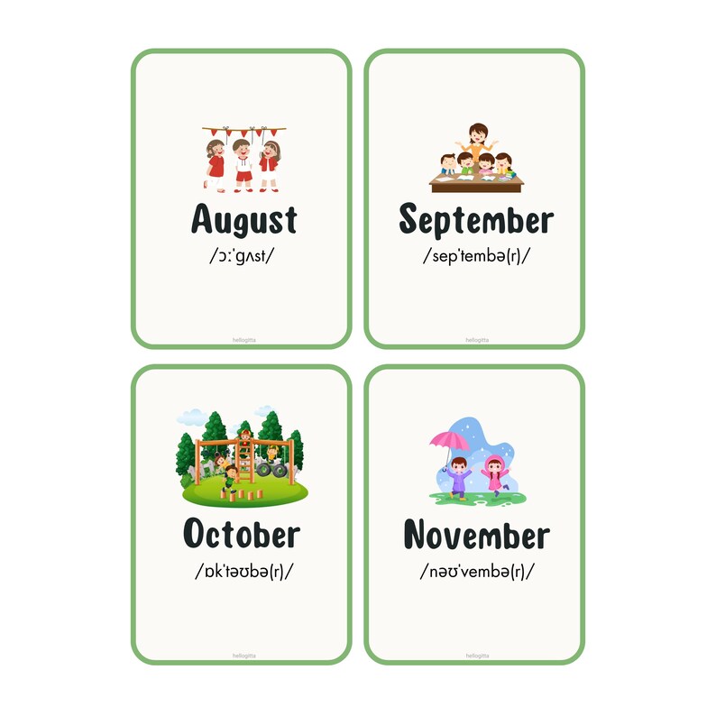 Days and Months Flashcards, Learning the Days of the Week, Learning the ...