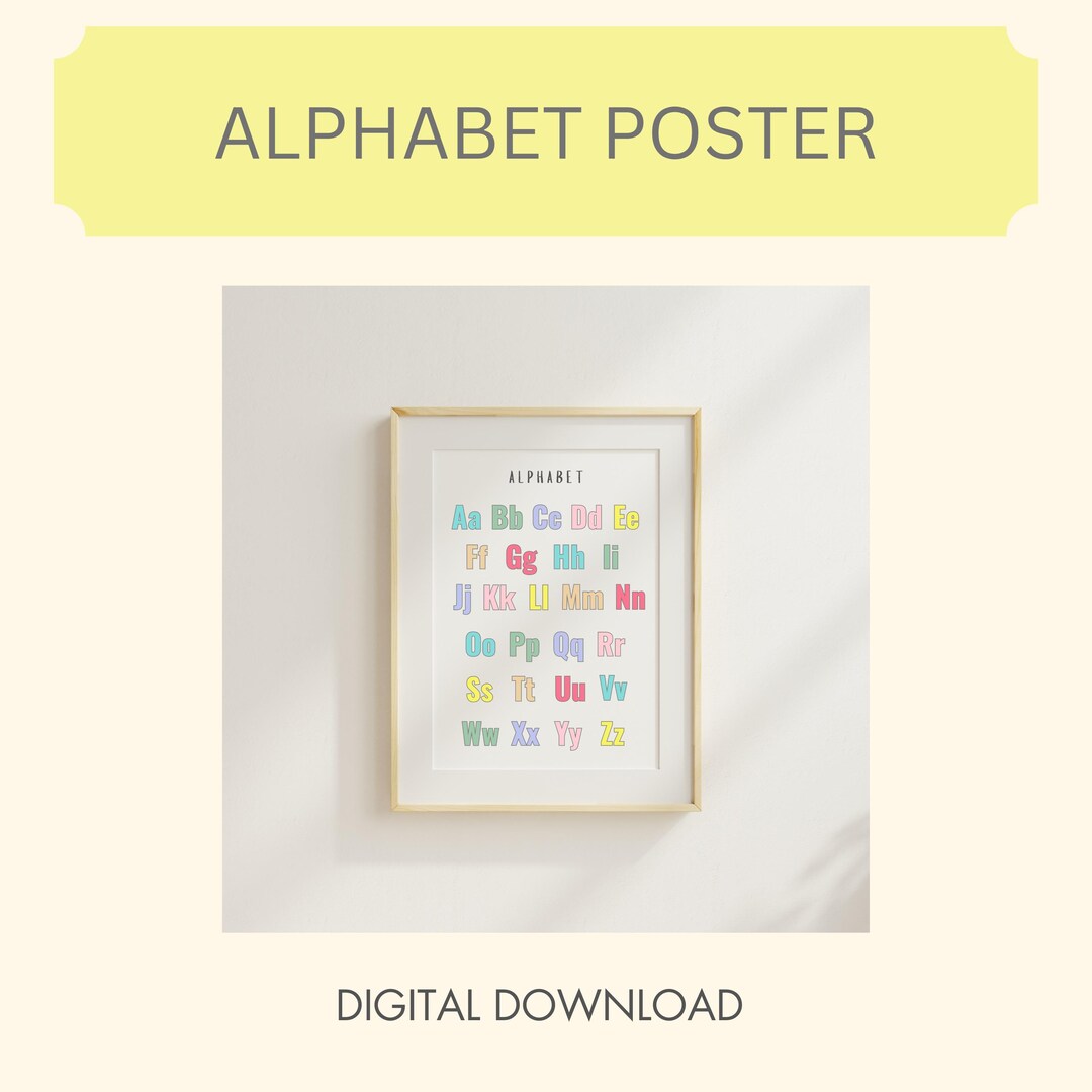 Pastel Alphabet Poster, ABC Poster, Printable Educational Wall Art ...