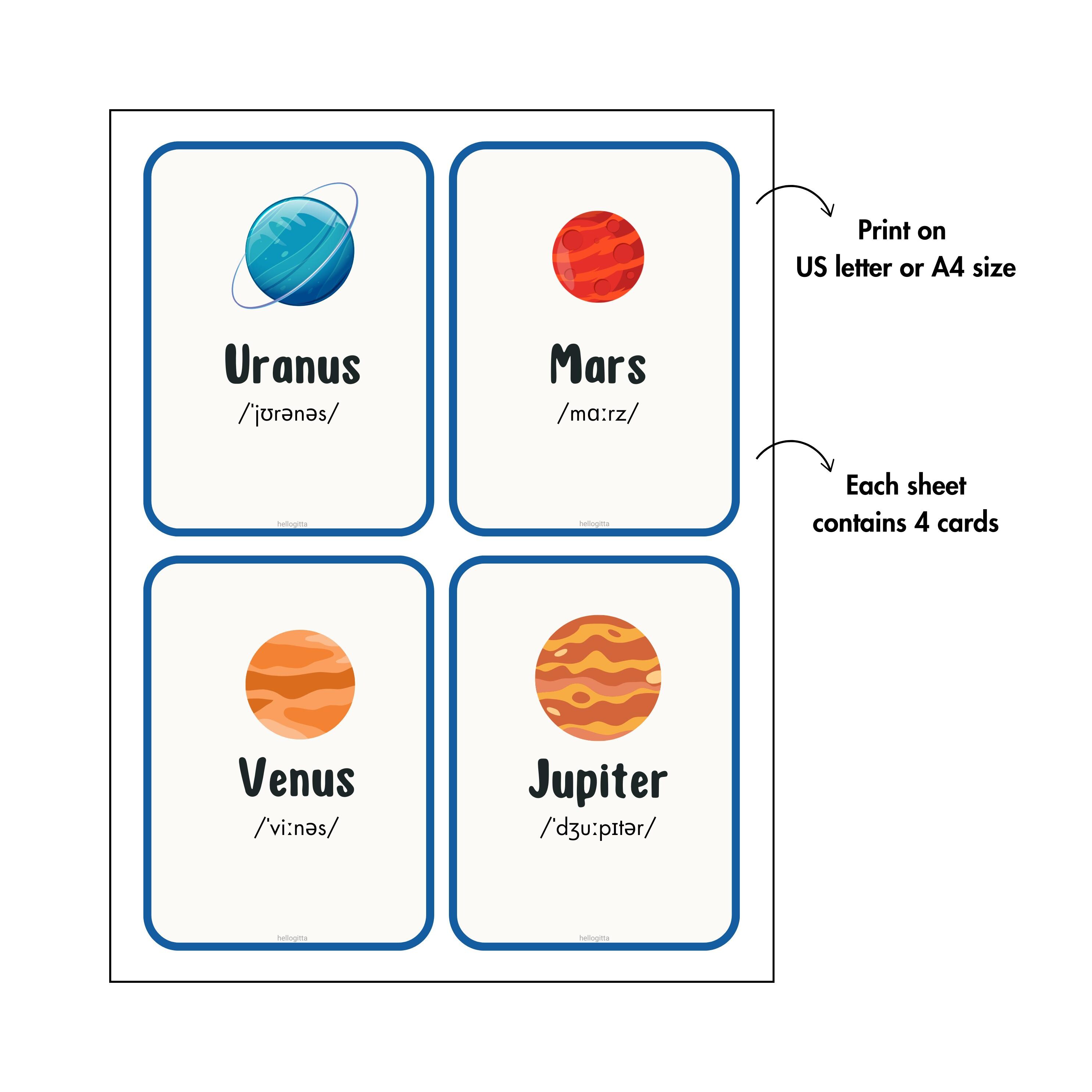 Solar System Flashcards, Planets, Astronomy, Learning Cards, Flashcards ...