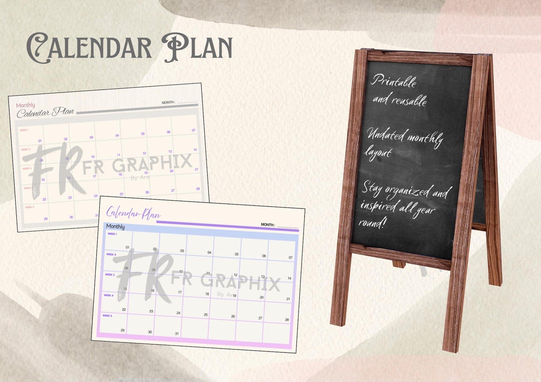 Monthly Calendar Plan With 2 Designs - Etsy
