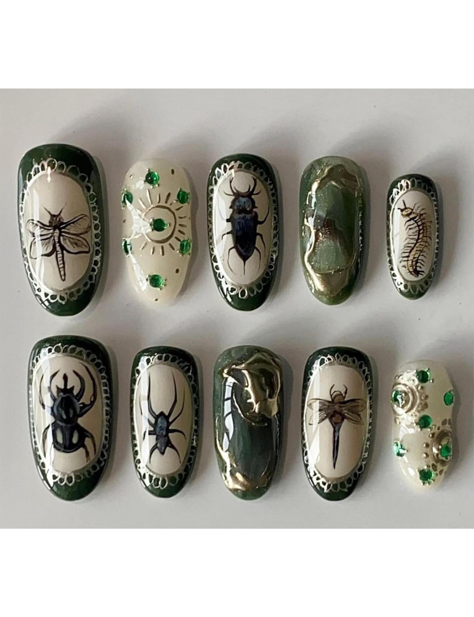 Handmade Insect Museum Press on Nails | 3D Beetle, Dragonfly, Spider ...