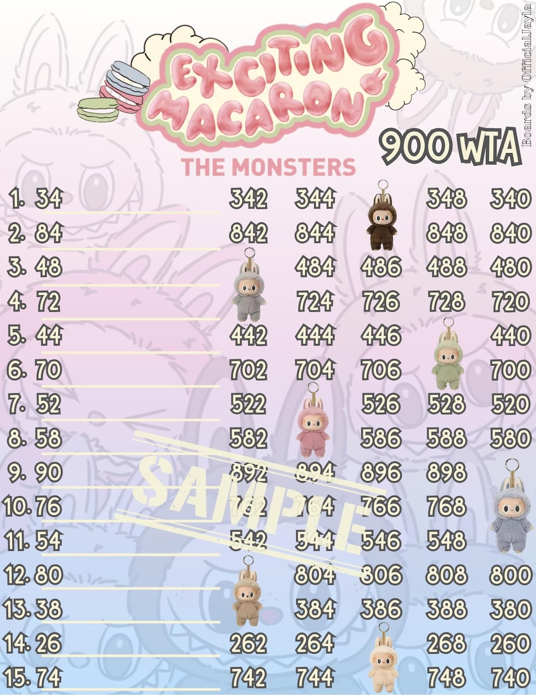 Labubu 900 Wta Bingo Board - Etsy