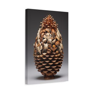 Pinecone Wood Carving Art Canvas Print "nature's Craft"| Whittled Pinecone Wall Art| Boho ...