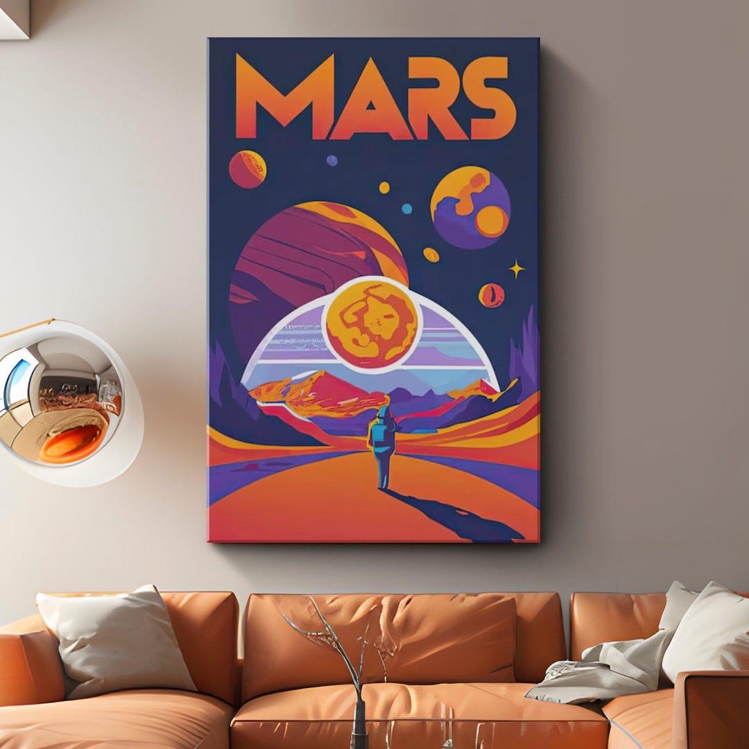 Mars Canvas Wall Art "red Planet Explorer"| Astronaut on Mars Wall Art ...