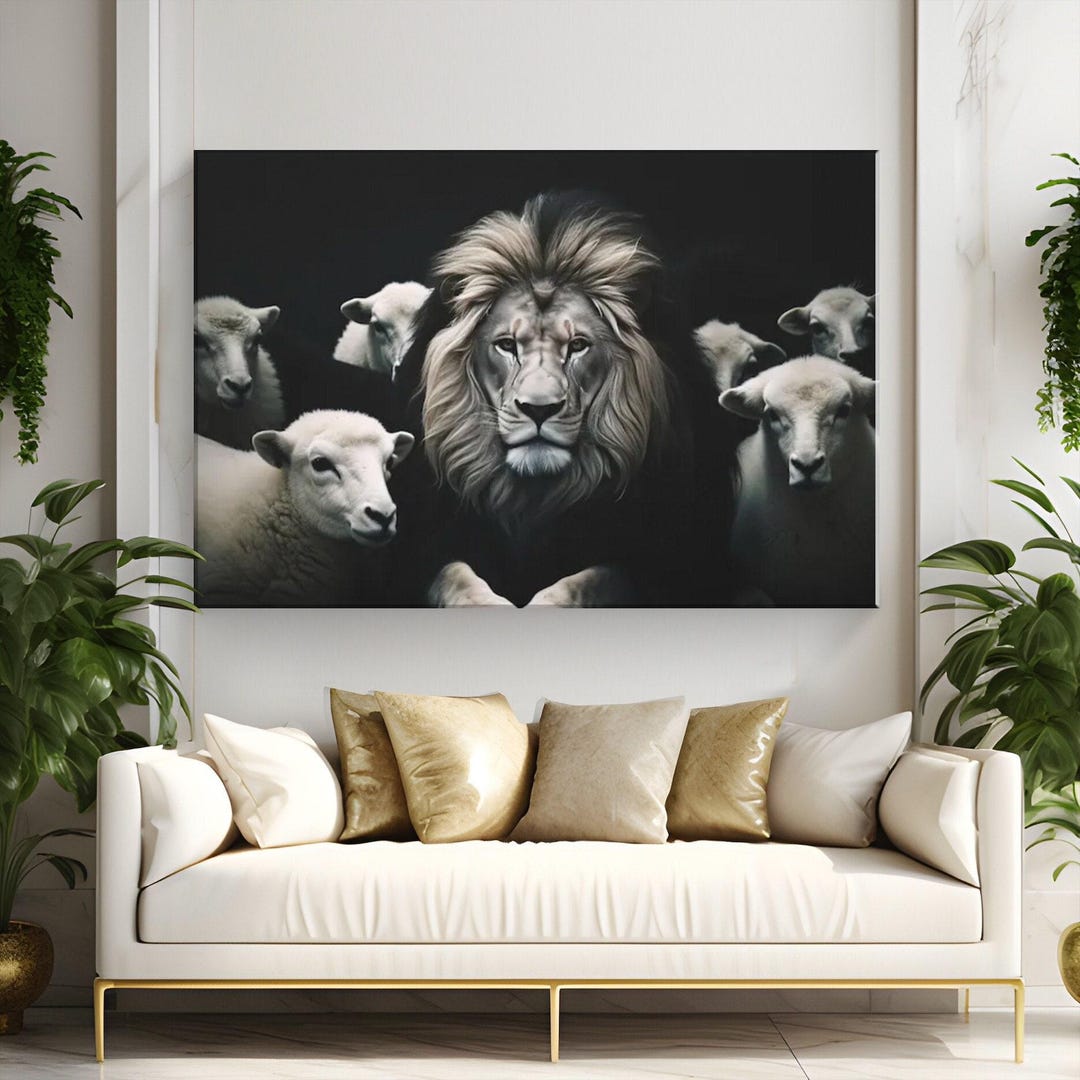 Lion King Canvas "monarch of the Savannah" | Vintage Sheep Wall Art ...