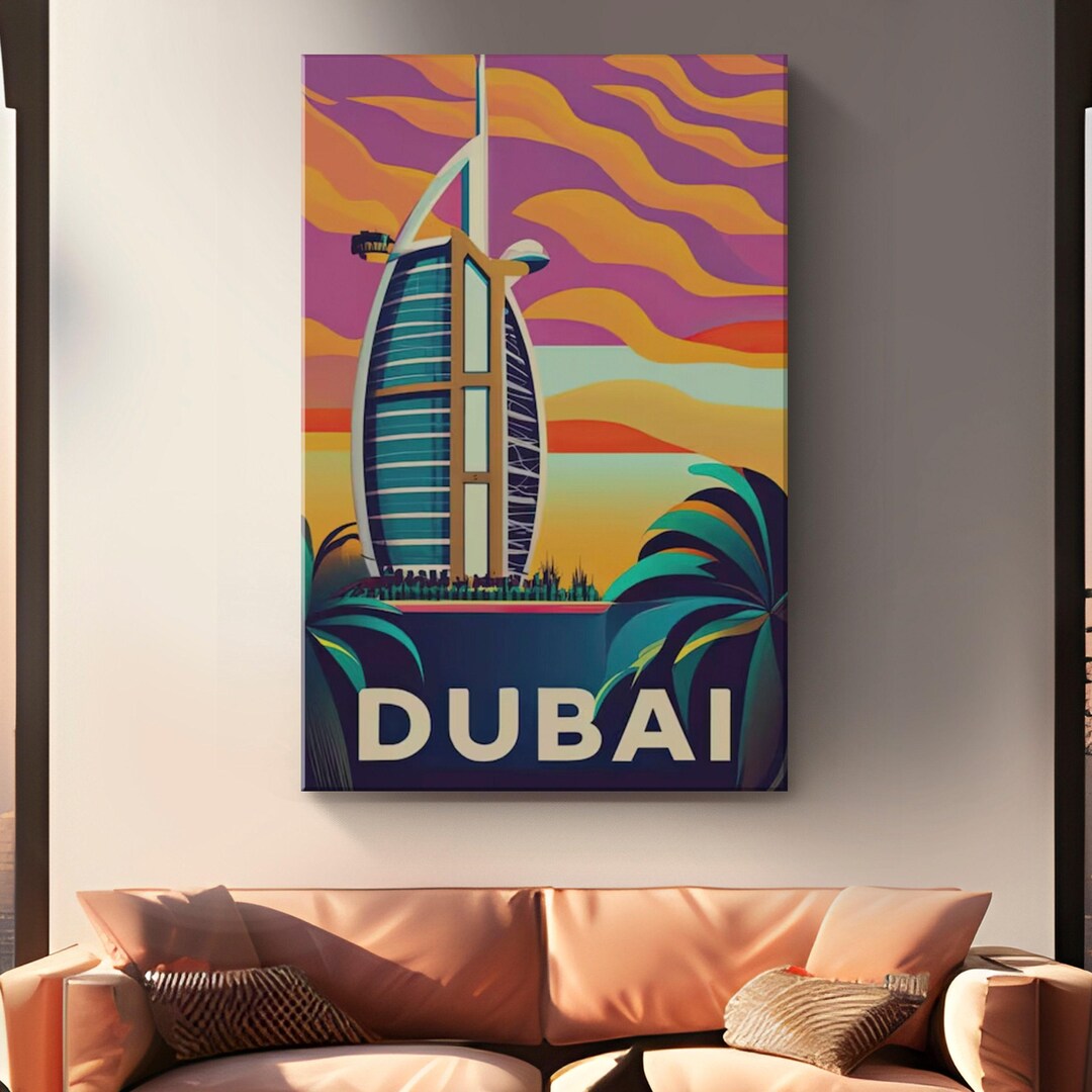 Dubai Wall Art Travel Poster Canvas "iconic Elegance" | Burj Al Arab ...