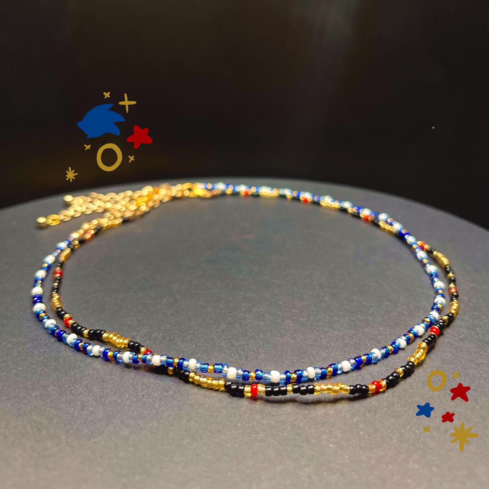 Sonic Character Themed Chokers, Sonic Choker, Shadow, Choker, Beaded ...