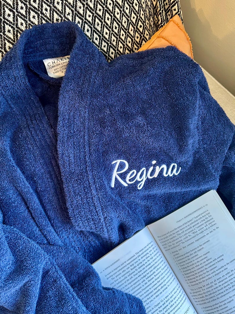 Personalized Terry Cloth Bathrobe - White Cotton Robe With Embroidered ...