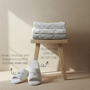 Personalized Hotel Slippers With Custom Business Logo, Open Toe White ...