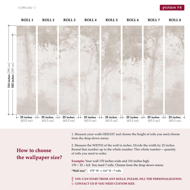 Forest Mural Wallpaper – Neutral Toned Tree Landscape Wall Art for ...