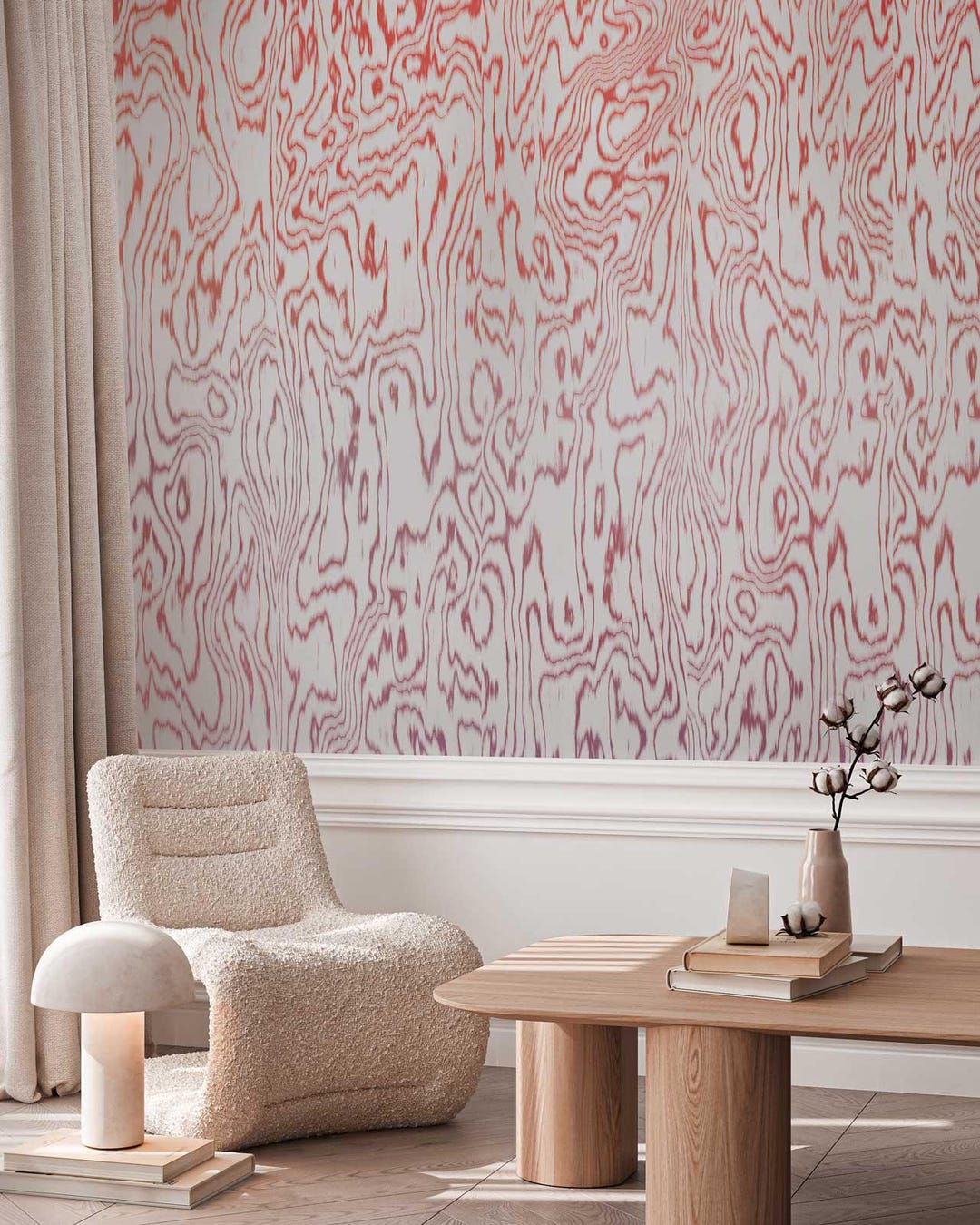 Abstract Wood Grain Wallpaper, Modern Organic Pattern Wall Mural ...