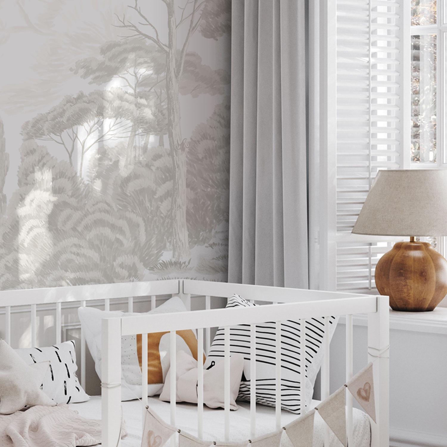 Forest Mural Wallpaper – Neutral Toned Tree Landscape Wall Art for ...