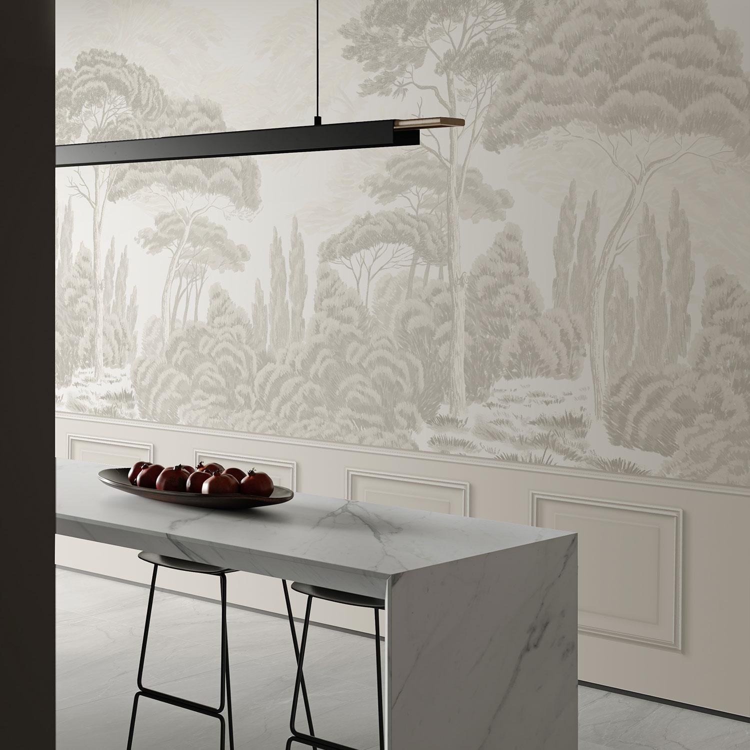 Forest Mural Wallpaper – Neutral Toned Tree Landscape Wall Art for ...