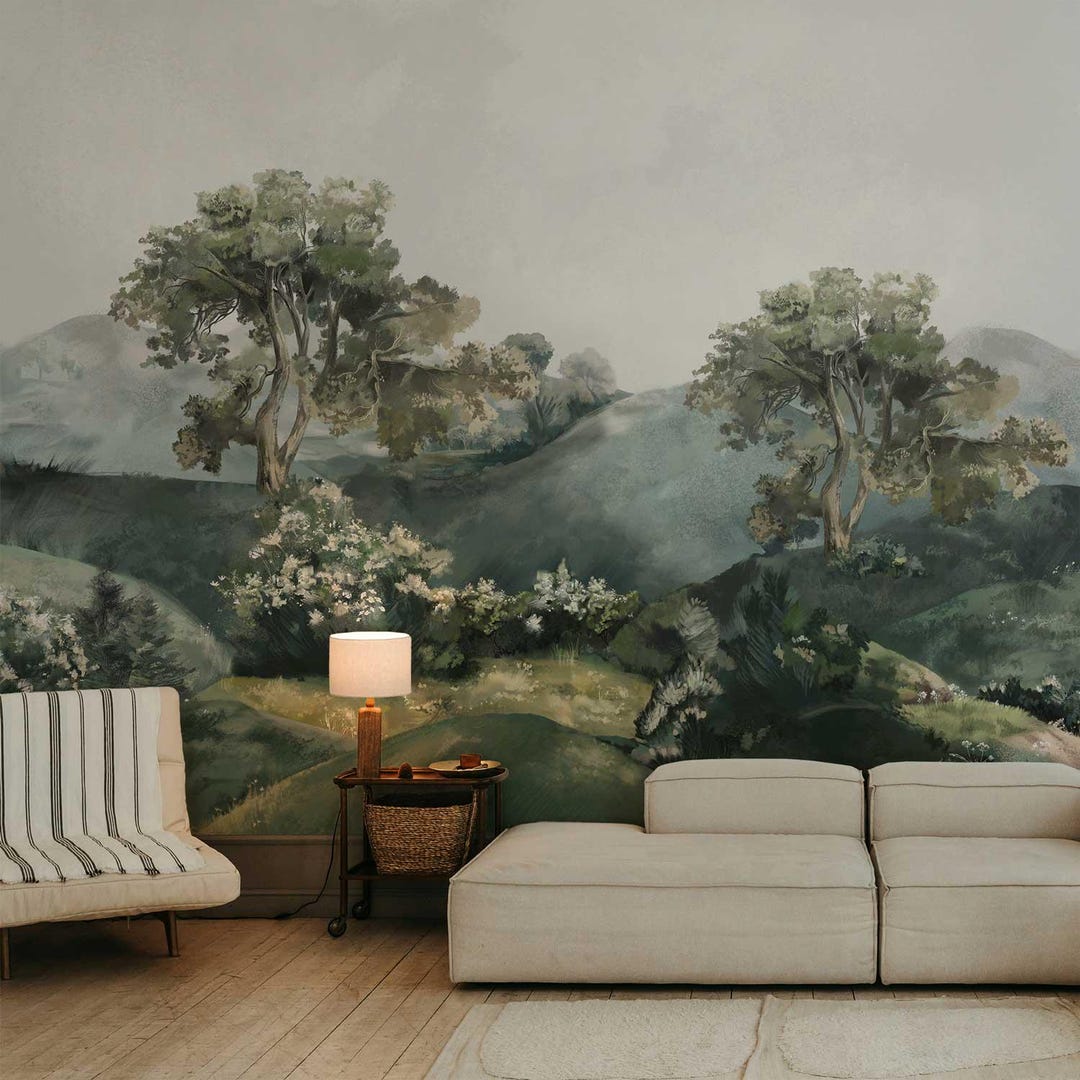 Tree Wall Mural, Scenic Painting, Removable or Regular Wallpaper, Scene ...