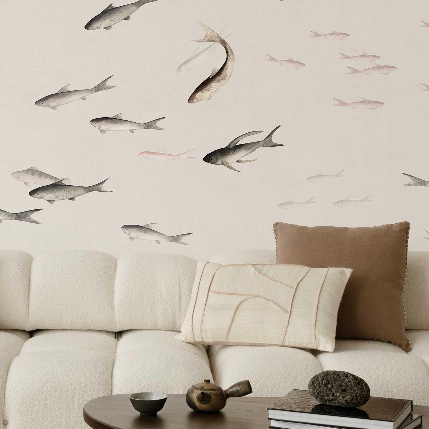 Fish Wallpaper – White Background, Minimalist Ocean Theme, Nautical ...
