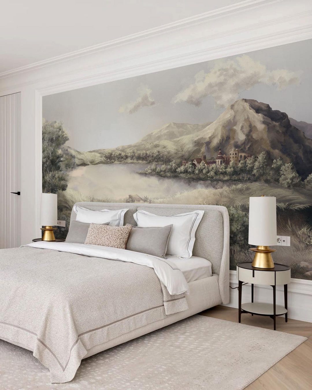 Mountain Wallpaper Mural, Neutral Landscape Wall Panels for Bedroom ...