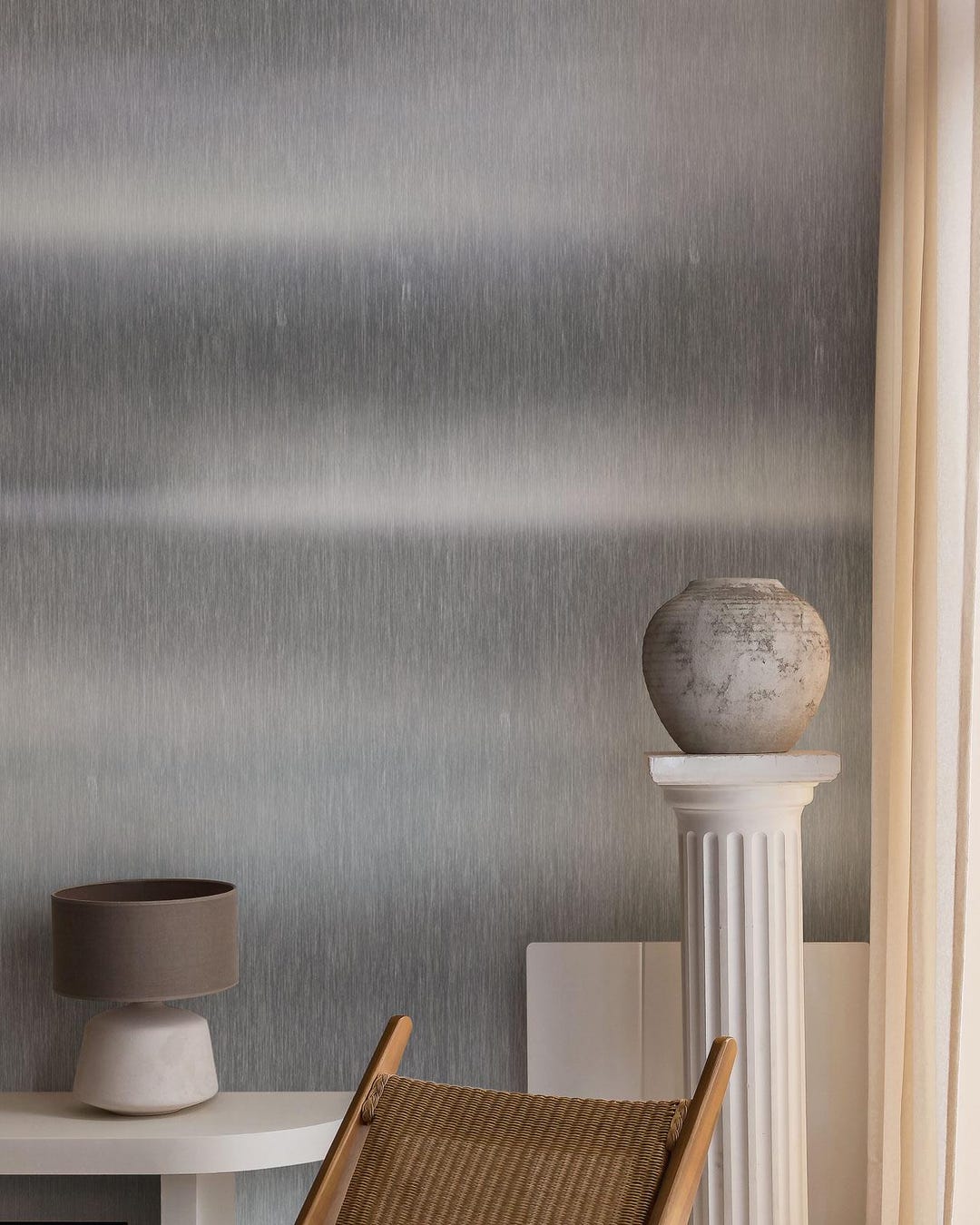 Modern Gray Textured Wallpaper Panels for Bedroom, Minimalist Neutral ...