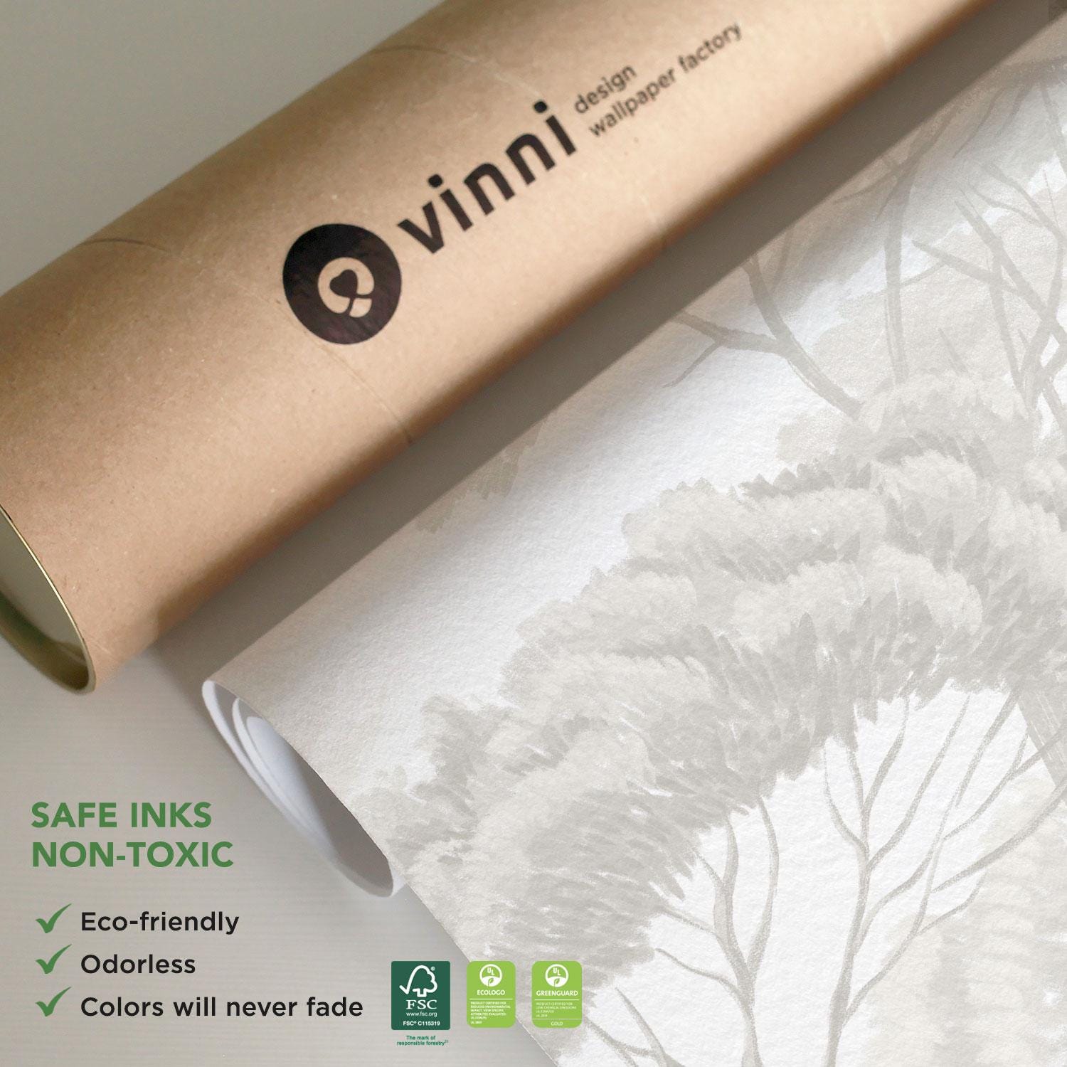 Forest Mural Wallpaper – Neutral Toned Tree Landscape Wall Art for ...