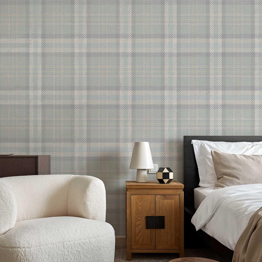 Blue Grey Plaid Wallpaper – Classic Peel and Stick or Traditional ...